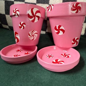 Peppermint Painted Plant Pot - Painted Pot - Hand-painted Planter ...