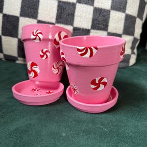 Peppermint Painted Plant Pot - Painted Pot - Hand-painted Planter ...