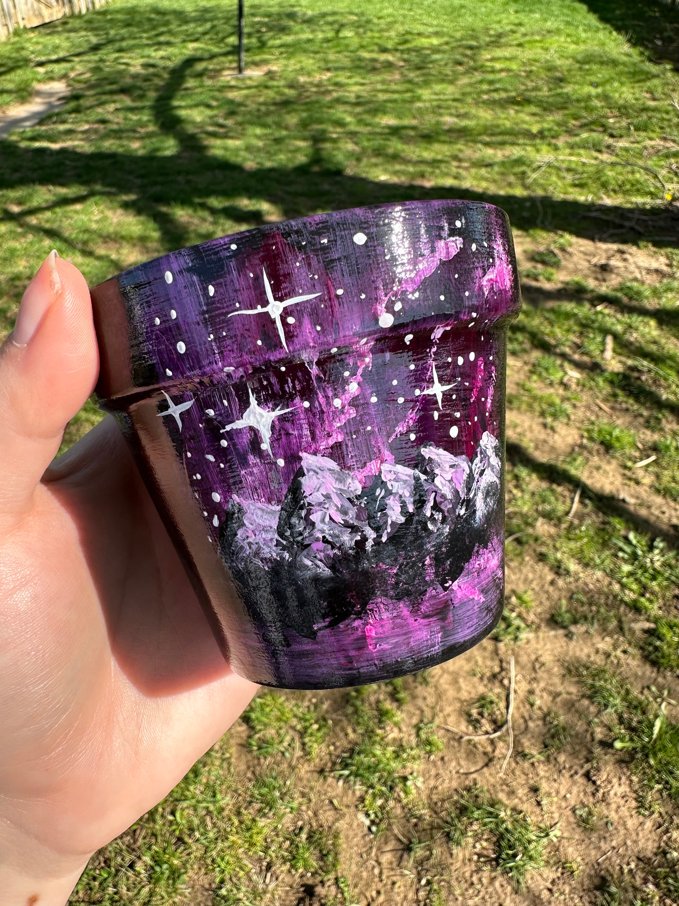 Mountain Painted Plant Pot Painted Pot Hand-painted Planter Cute ...