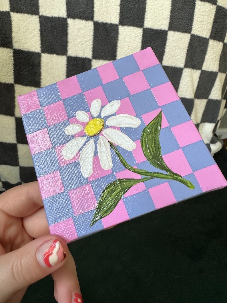 Checker Flower Painting Original Painting Original Flower Painting ...