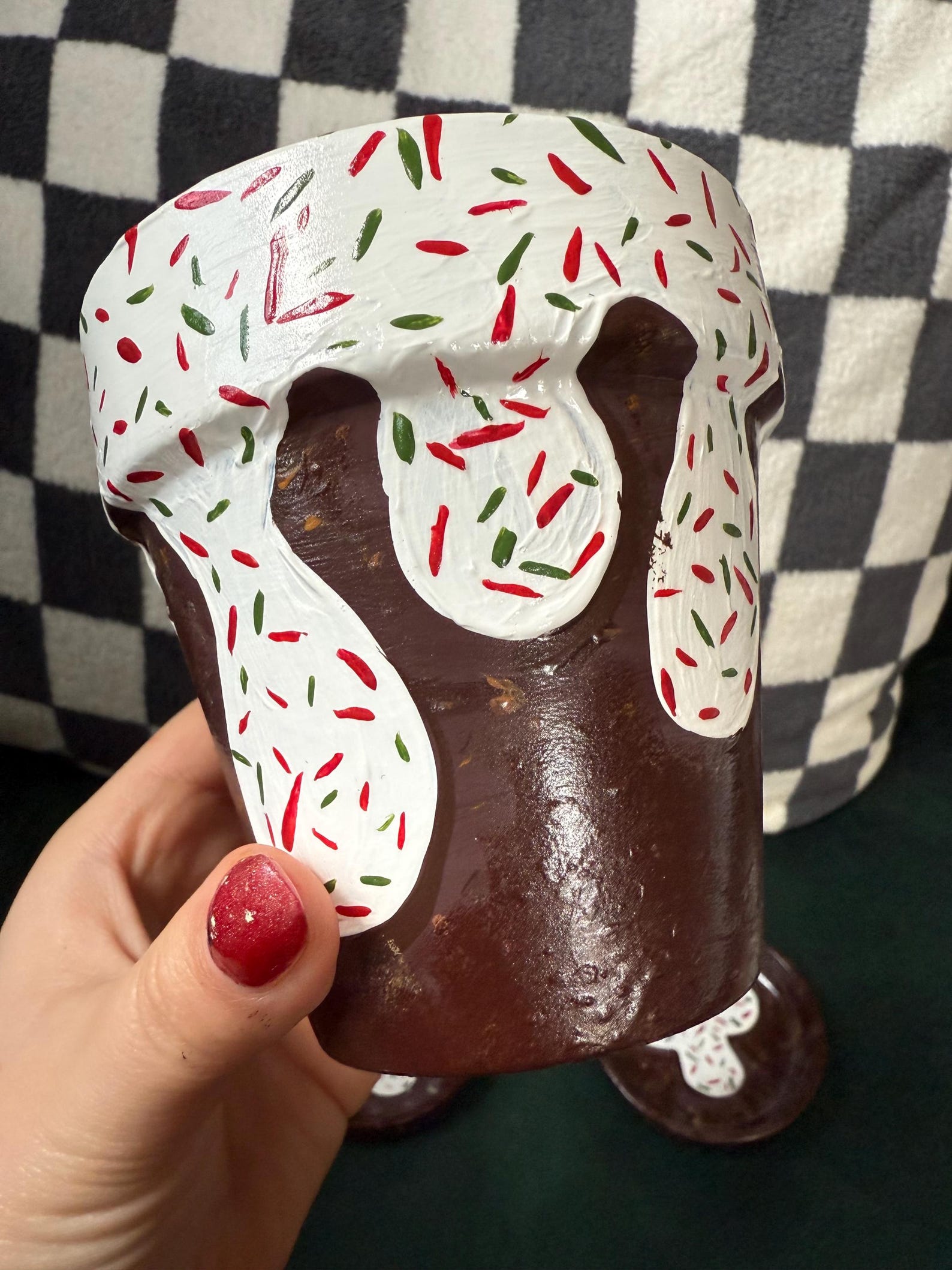 Gingerbread Drip Painted Plant Pot - Painted Pot - Hand-painted Planter ...