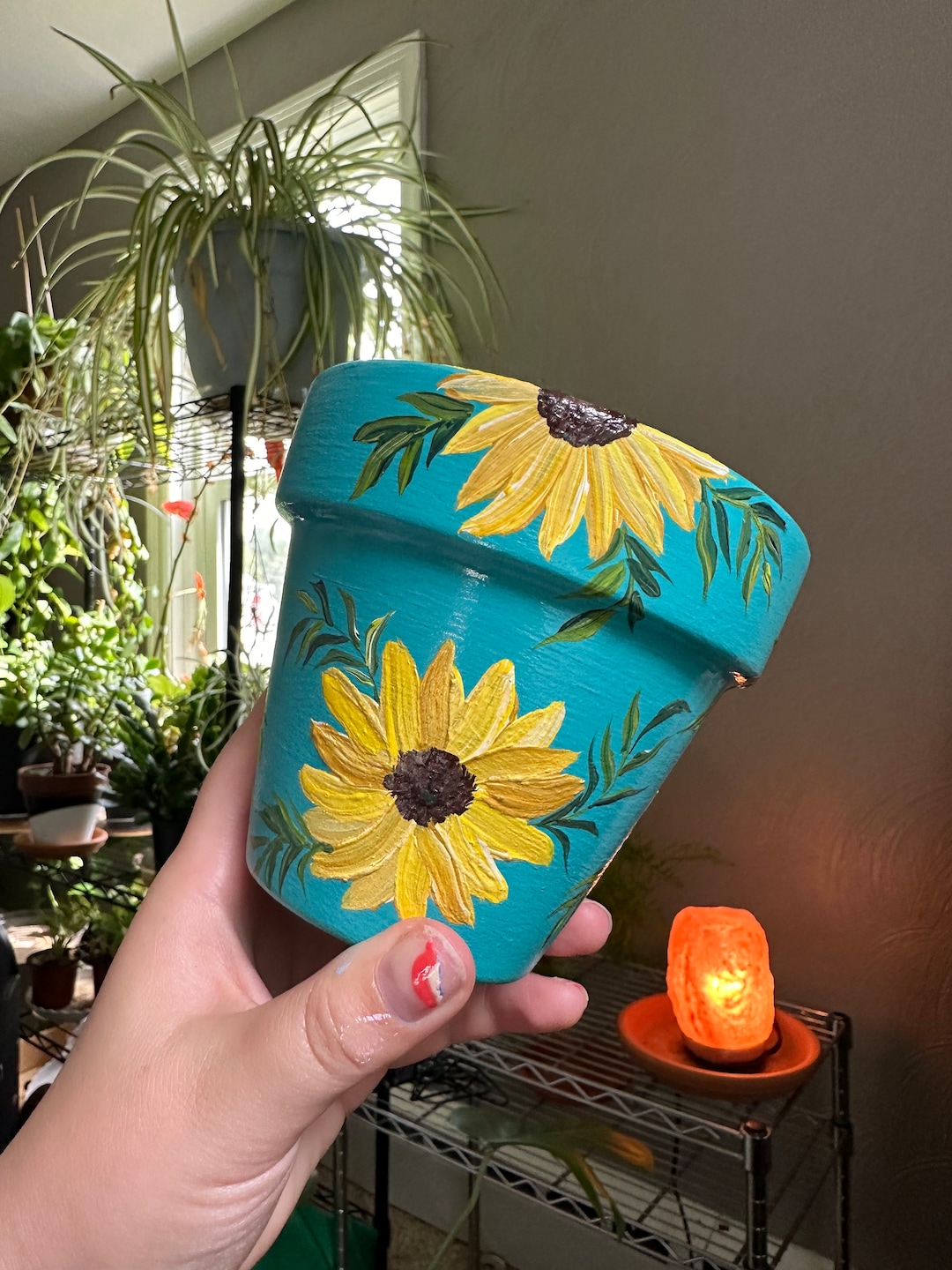 Sunflower Painted Plant Pot - Painted Pot - Hand-painted Planter - Cute ...