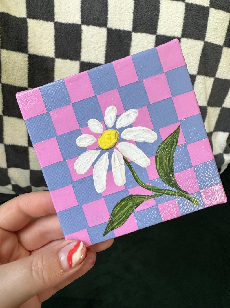 Checker Flower Painting Original Painting Original Flower Painting ...