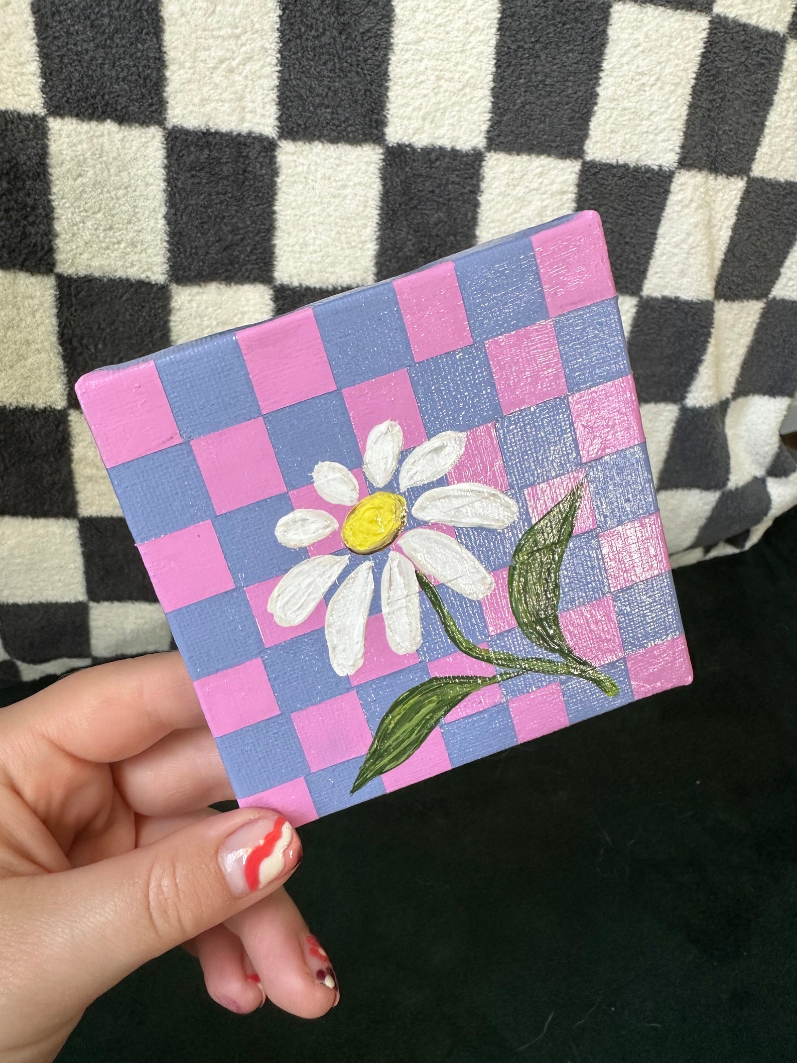 Checker Flower Painting Original Painting Original Flower Painting ...