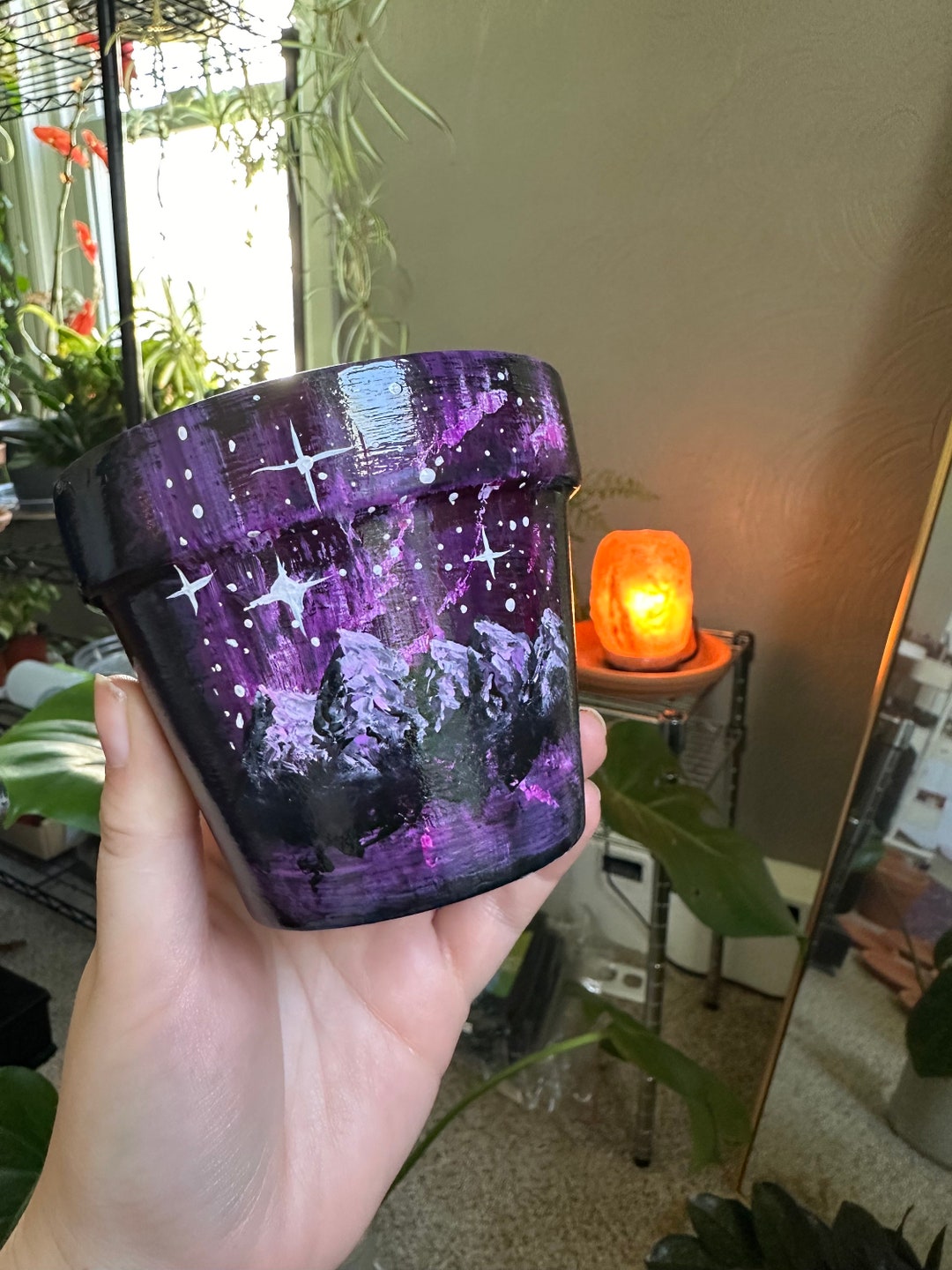 Mountain Painted Plant Pot - Painted Pot - Hand-painted Planter - Cute ...