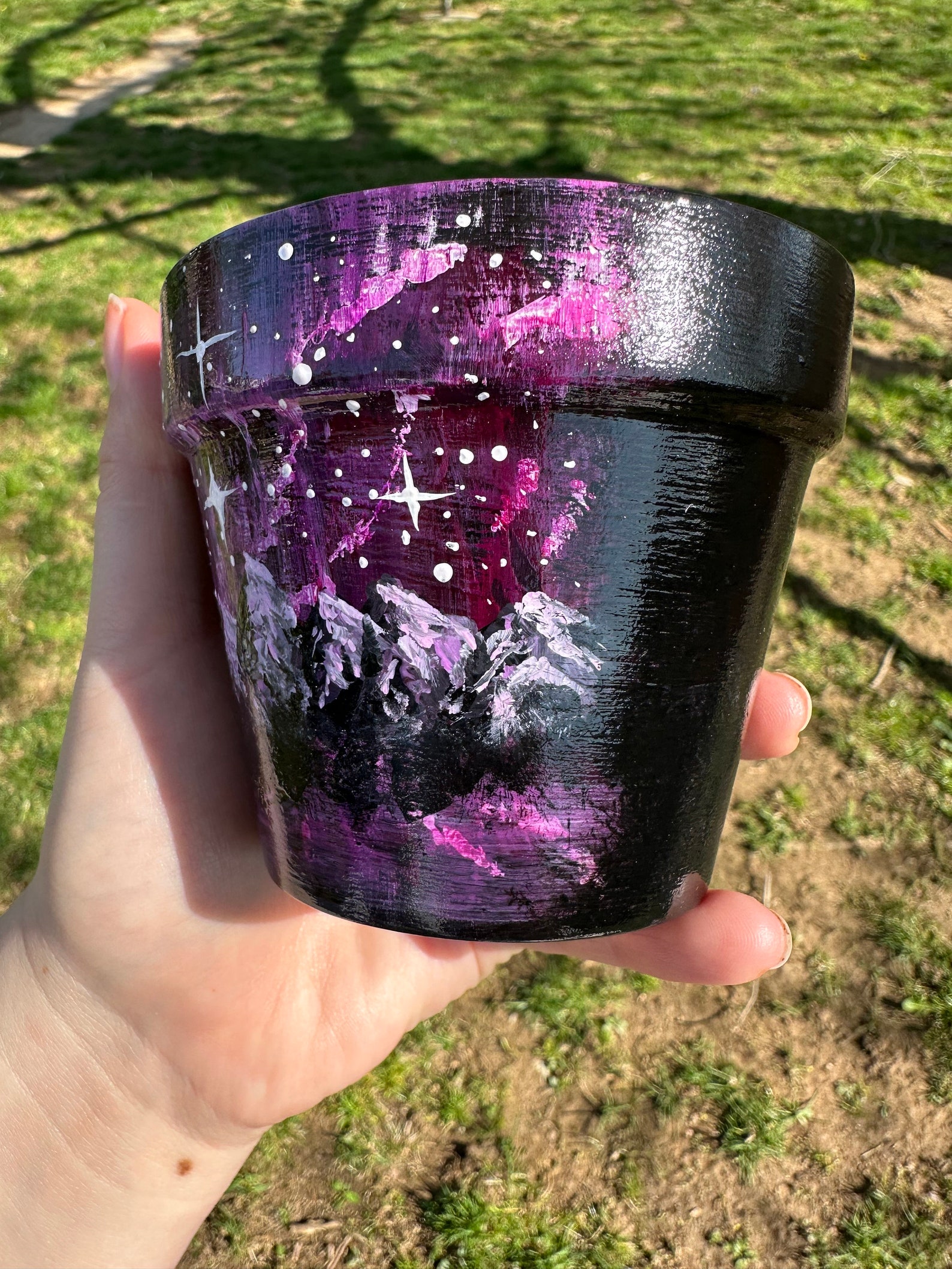 Mountain Painted Plant Pot Painted Pot Hand-painted Planter Cute ...