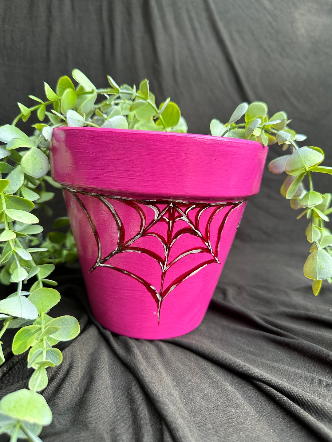 Pink Spiderweb Pot, Spiderweb Planter, Cute Pink Plant Pot, Spiderwe ...