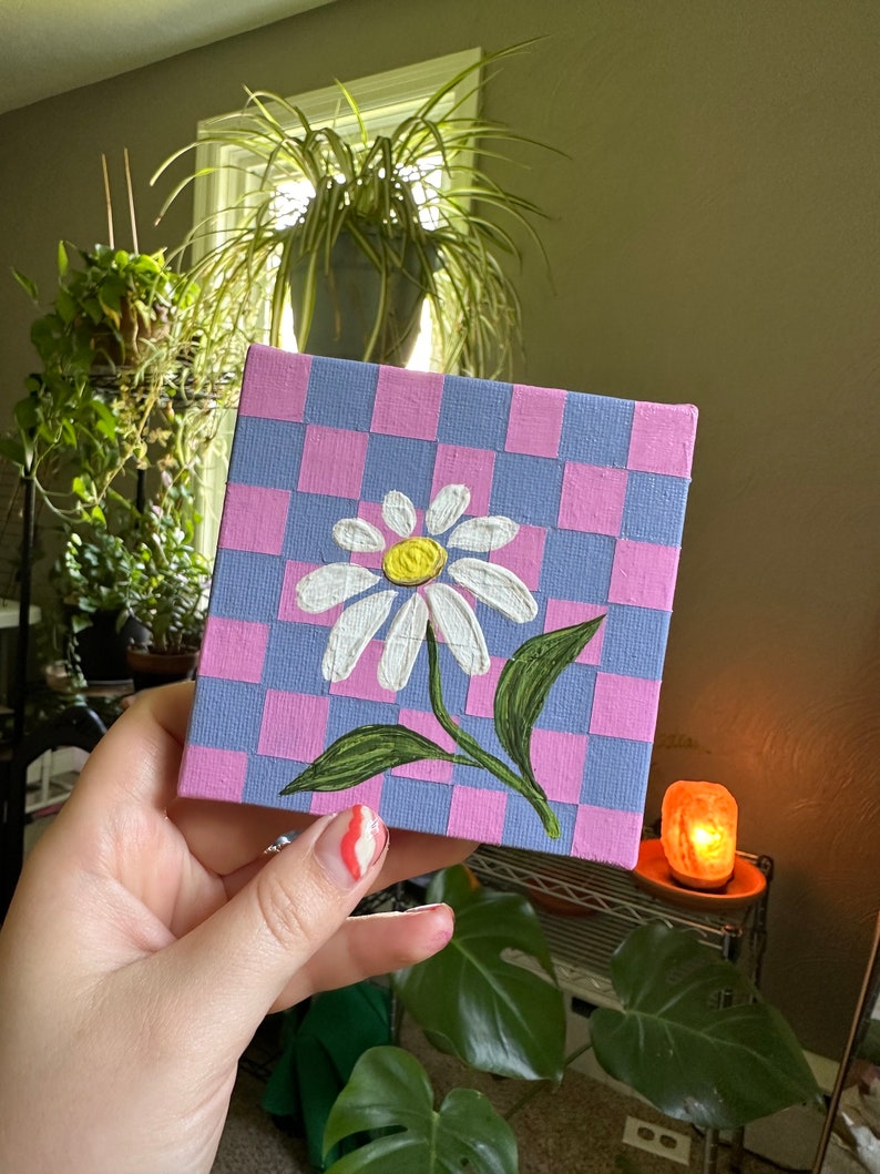 Checker Flower Painting Original Painting Original Flower Painting ...