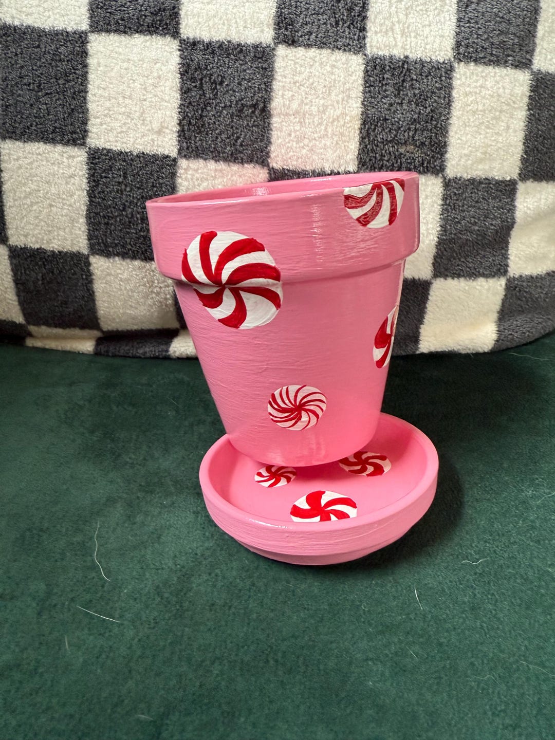 Peppermint Painted Plant Pot - Painted Pot - Hand-painted Planter ...