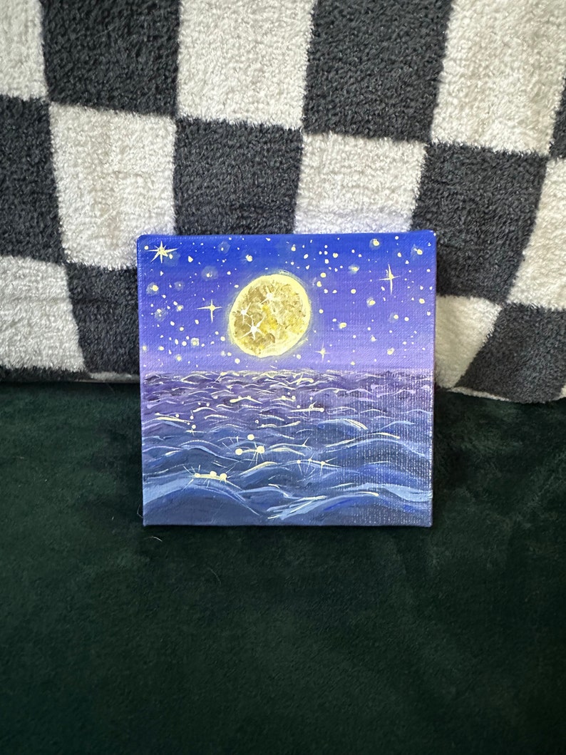 Moon Ocean Painting Seascape Painting Ocean Painting Original Water ...