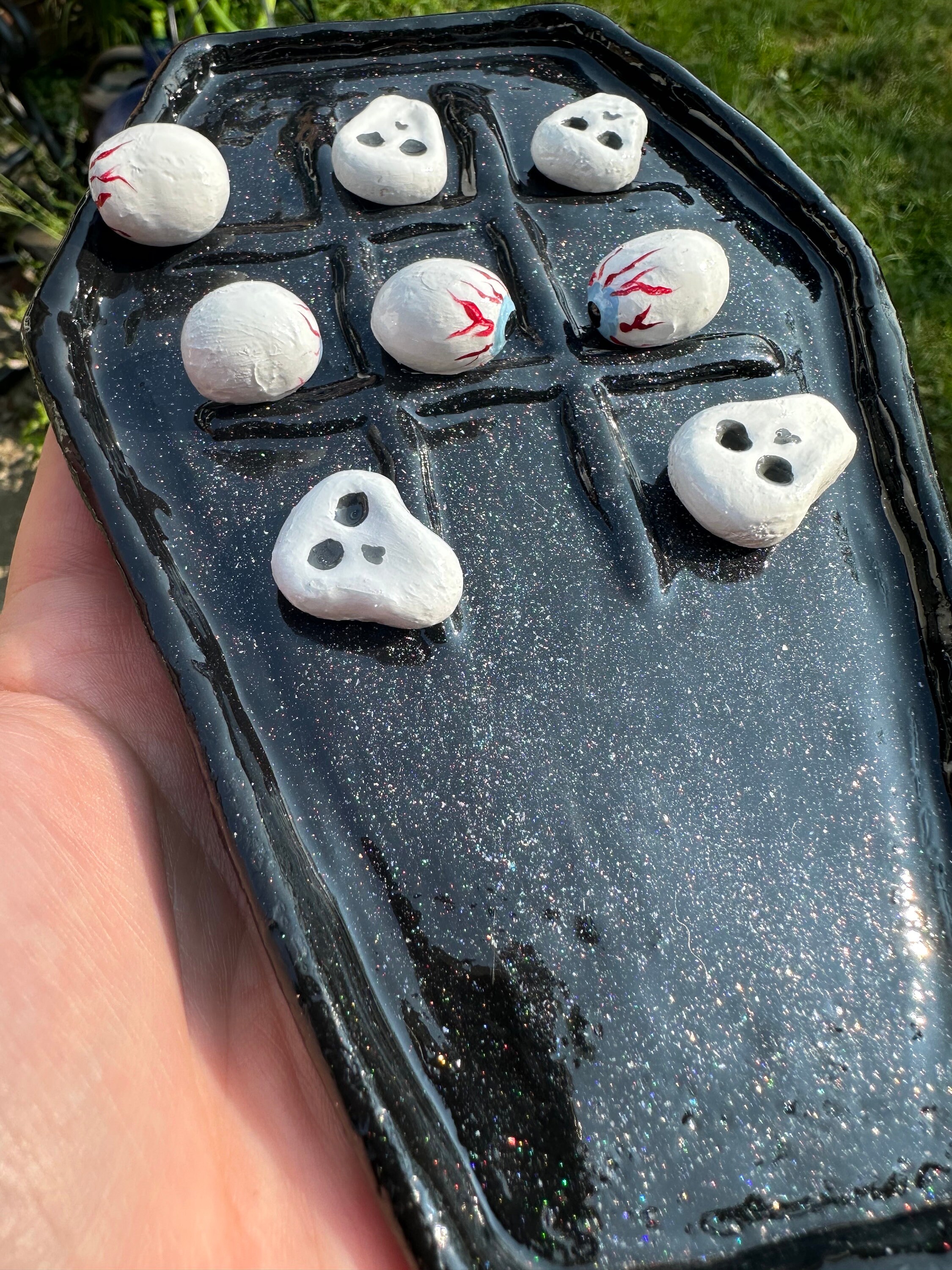 Coffin Tic Tac Toe, Sparkly Coffin Centerpiece, Spooky Tic Tac Toe ...