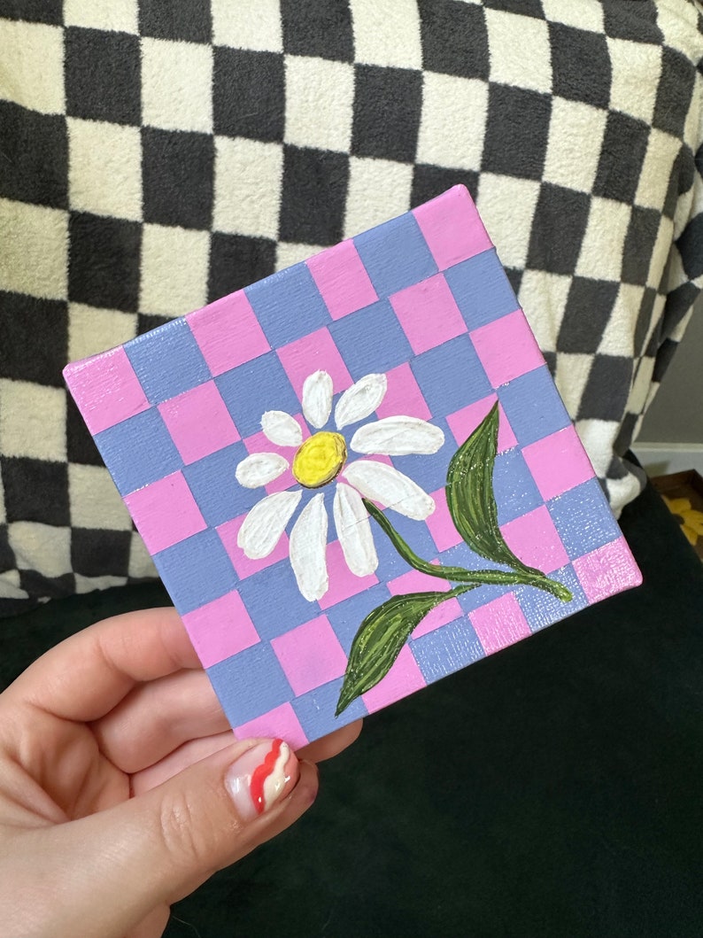Checker Flower Painting Original Painting Original Flower Painting ...