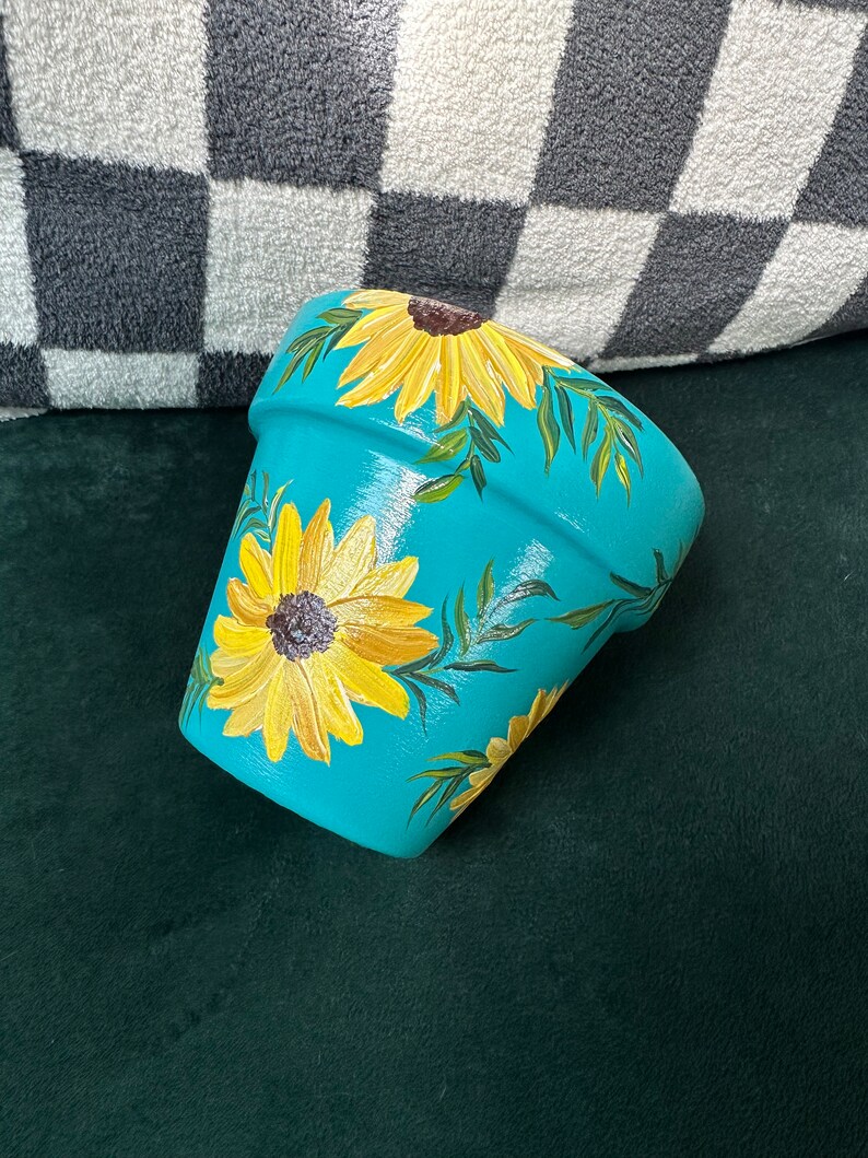 Sunflower Painted Plant Pot Painted Pot Hand-painted Planter Cute ...