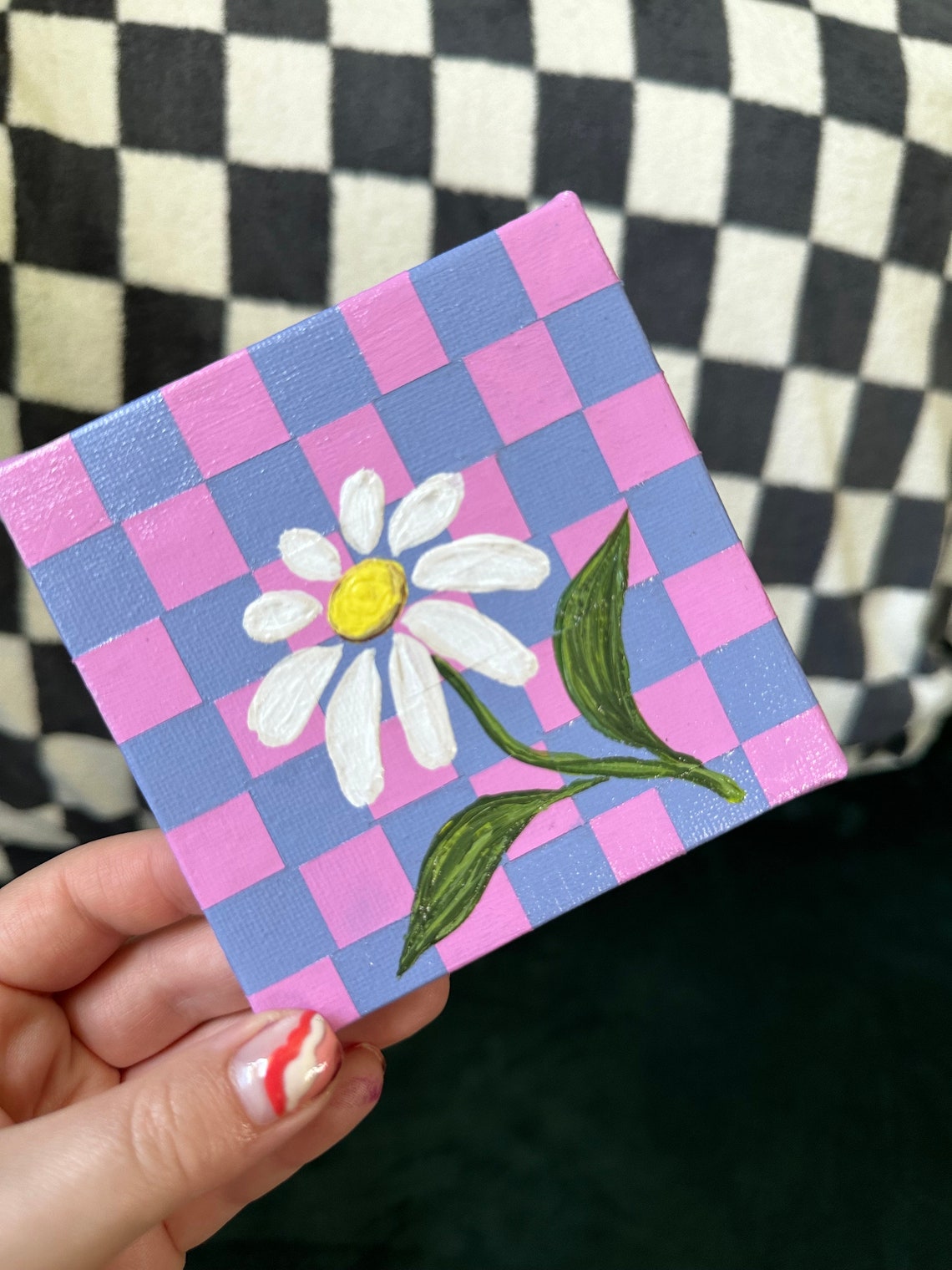 Checker Flower Painting Original Painting Original Flower Painting ...