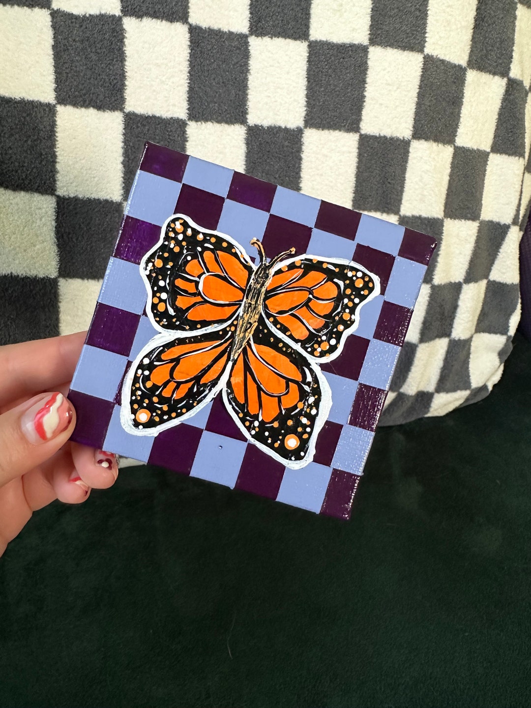 Checker Butterfly Painting - Original Painting - Original Flower ...