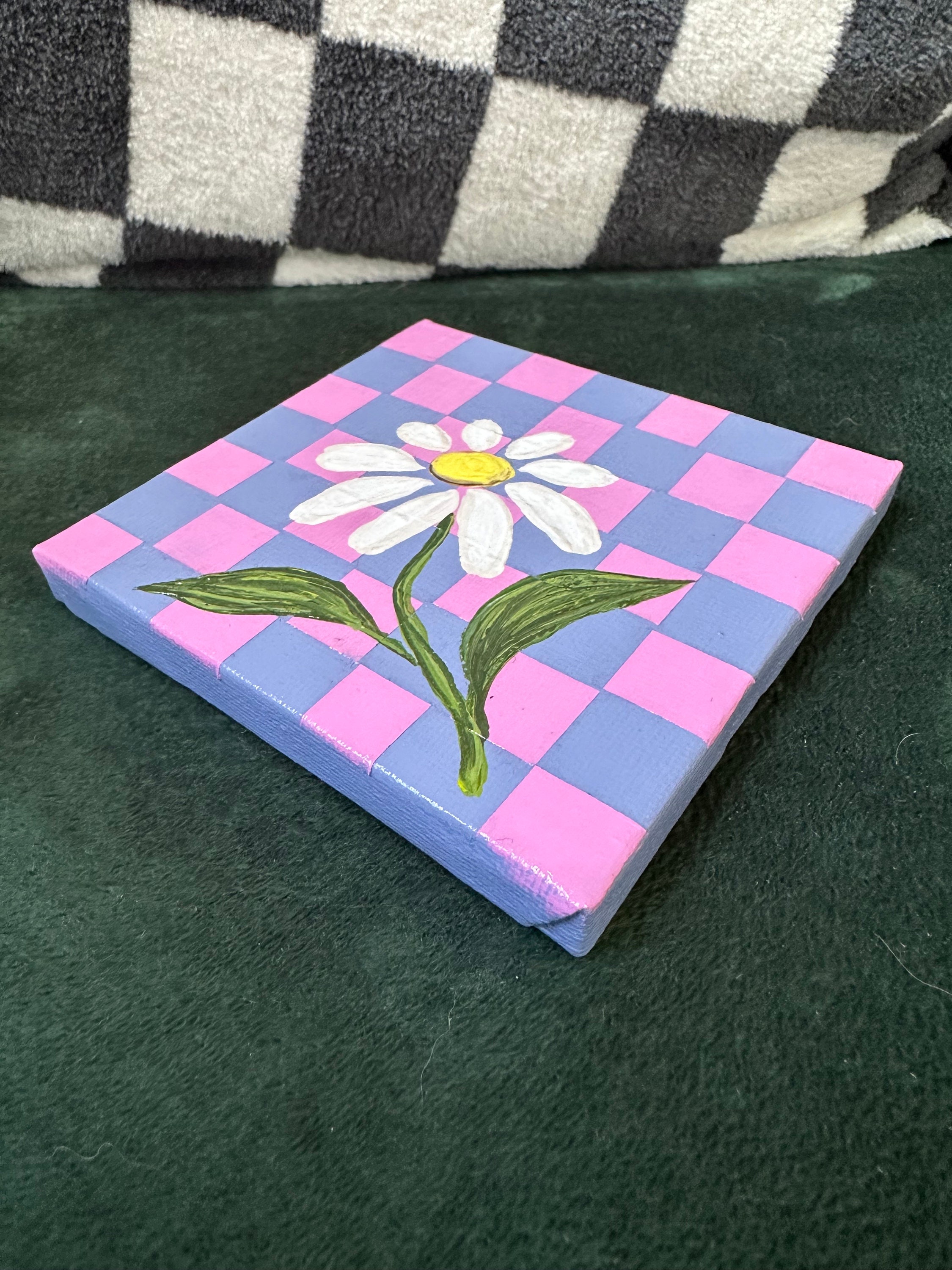 Checker Flower Painting Original Painting Original Flower Painting Checker Painting Cute ...