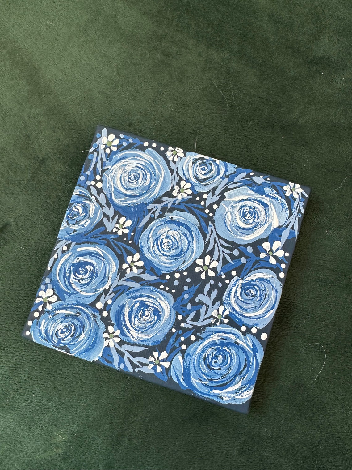 Blue Floral Painting - Floral Pattern Painting - Original Floral ...