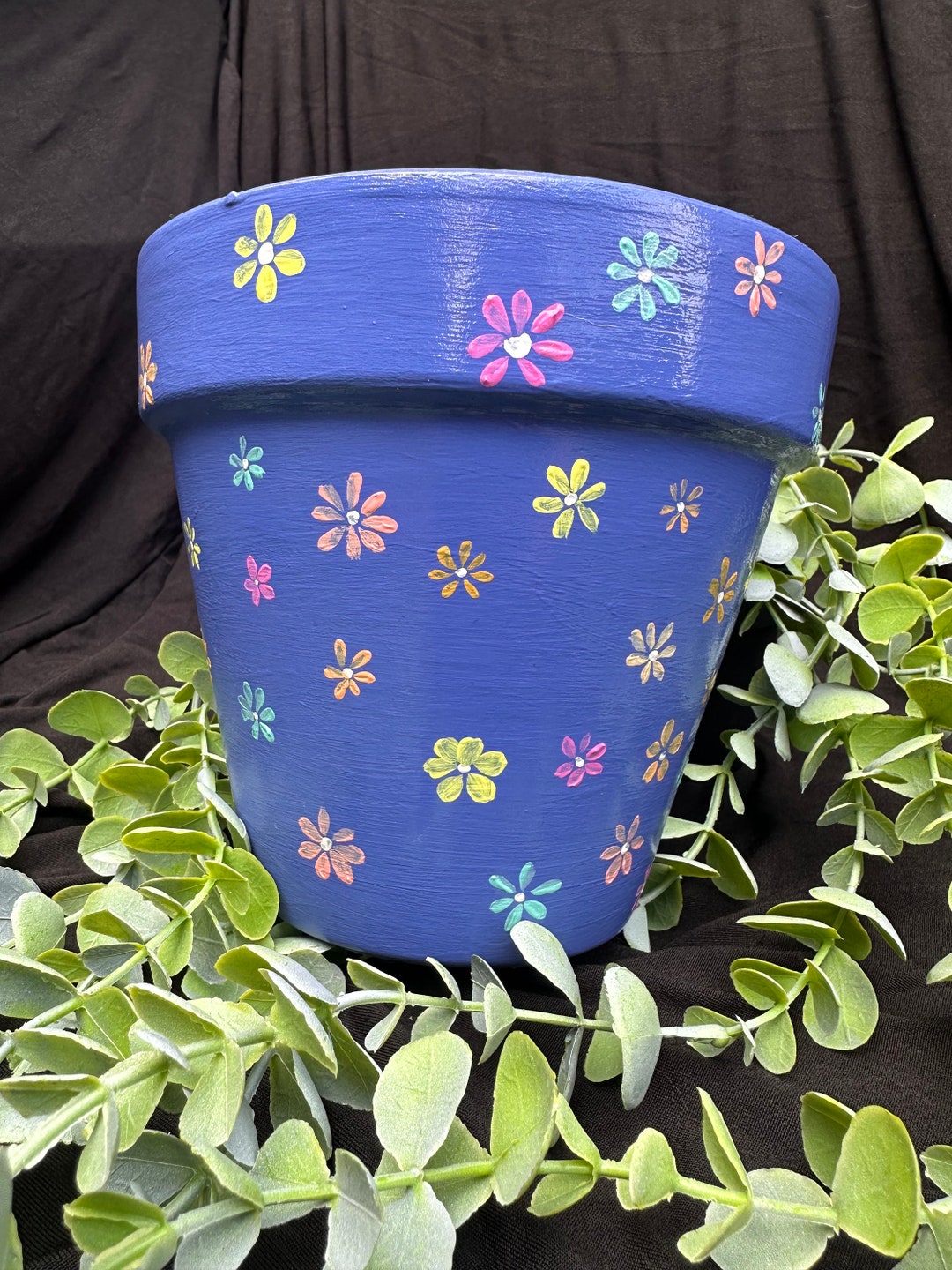 Flower Painted Plant Pot -flower Painted Pot - Hand-painted Planter ...