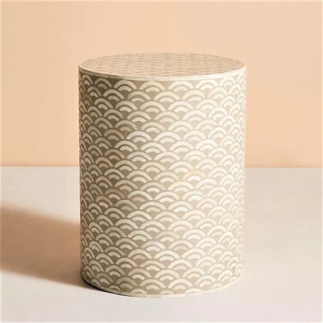 Bone Inlay Round Side Table - Etsy