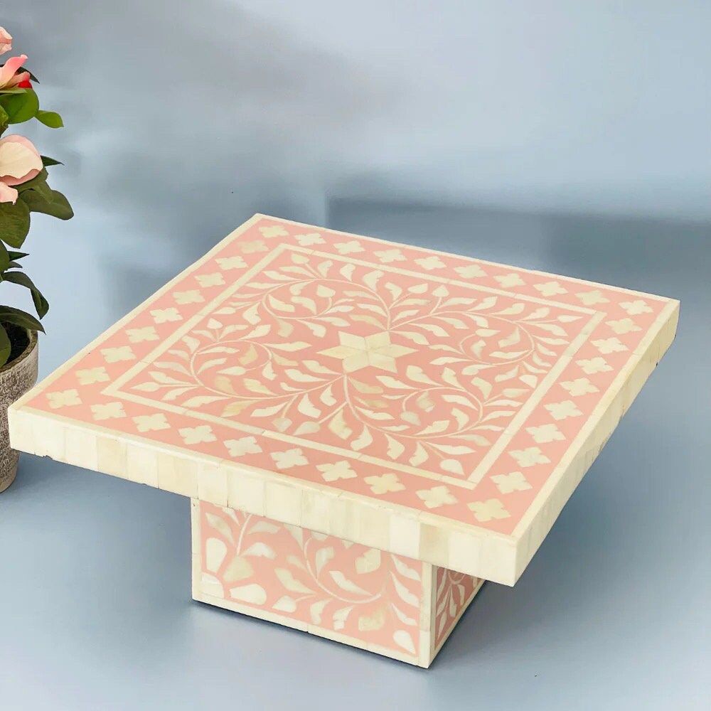 Bone Inlay Cake Stand / Display Stand White & Peach Colour - Etsy
