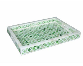 Bone Inlay Blue Tray Farmhouse Coffee Table Tray Vintage Perfume Tray ...