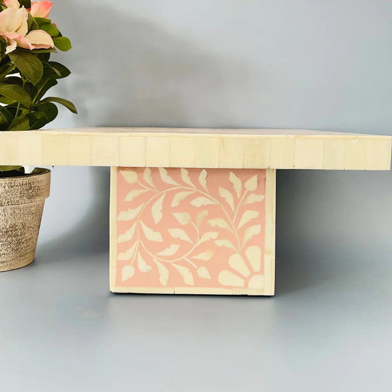 Bone Inlay Cake Stand / Display Stand White & Peach Colour - Etsy
