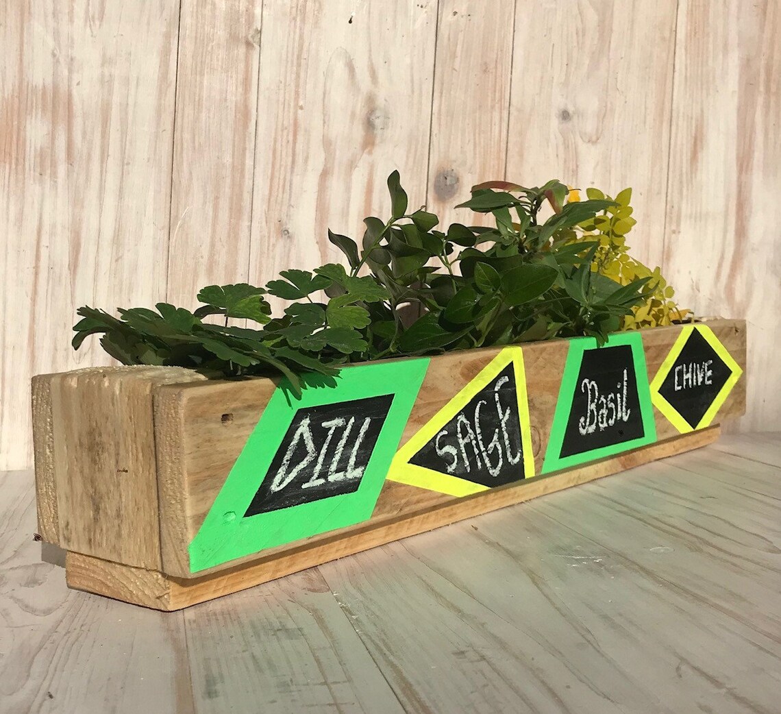 Wooden Herb Planter Box Window Sill Plant Pot With Chalk - Etsy.de