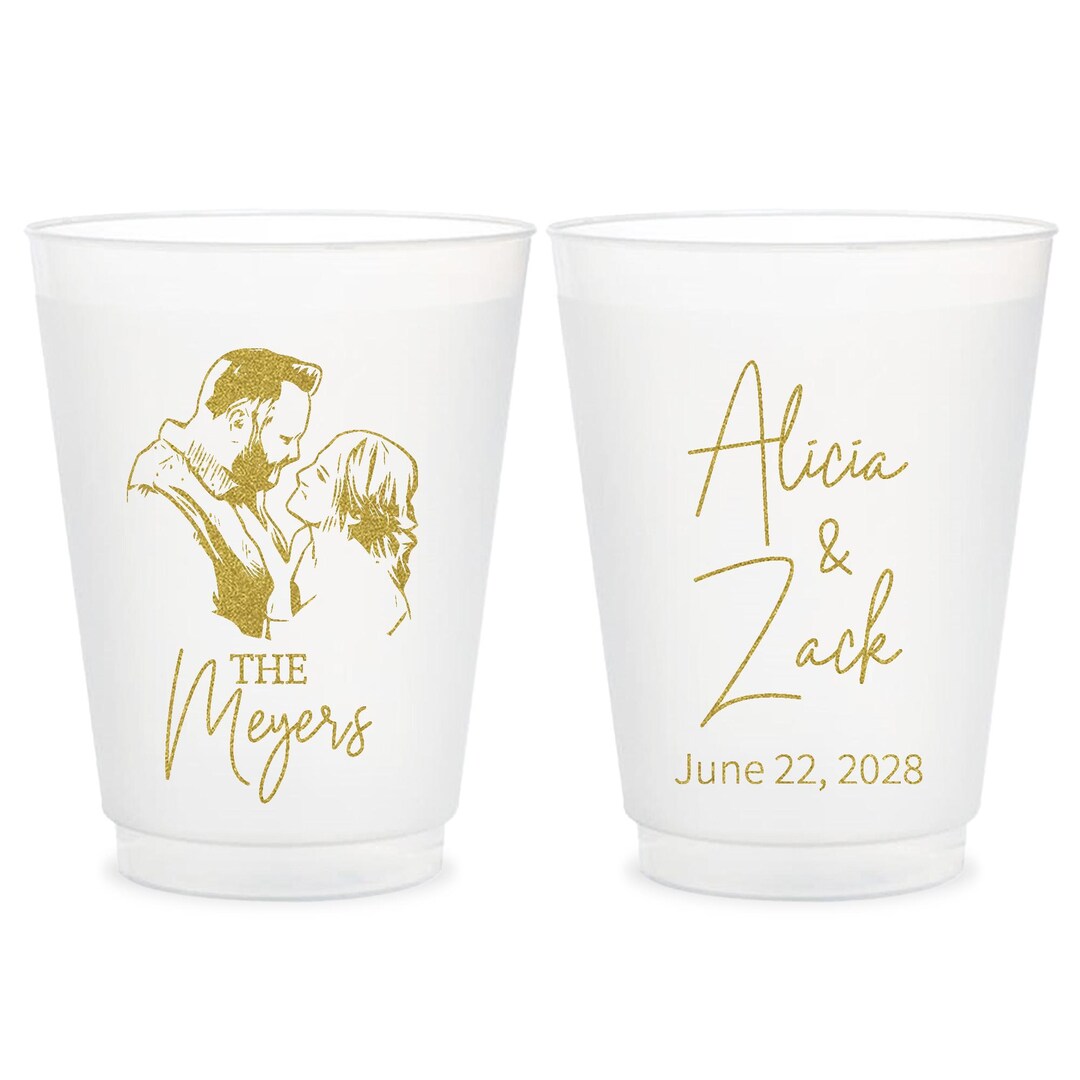 Custom Portrait Wedding Frosted Cups, Personalized Frosted Cups Wedding ...