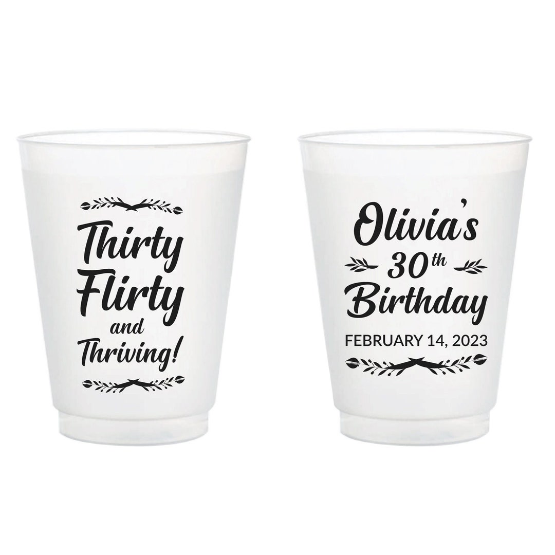 30th Birthday Frosted Cups, Custom Birthday Frosted Cup Favor, Thirty ...