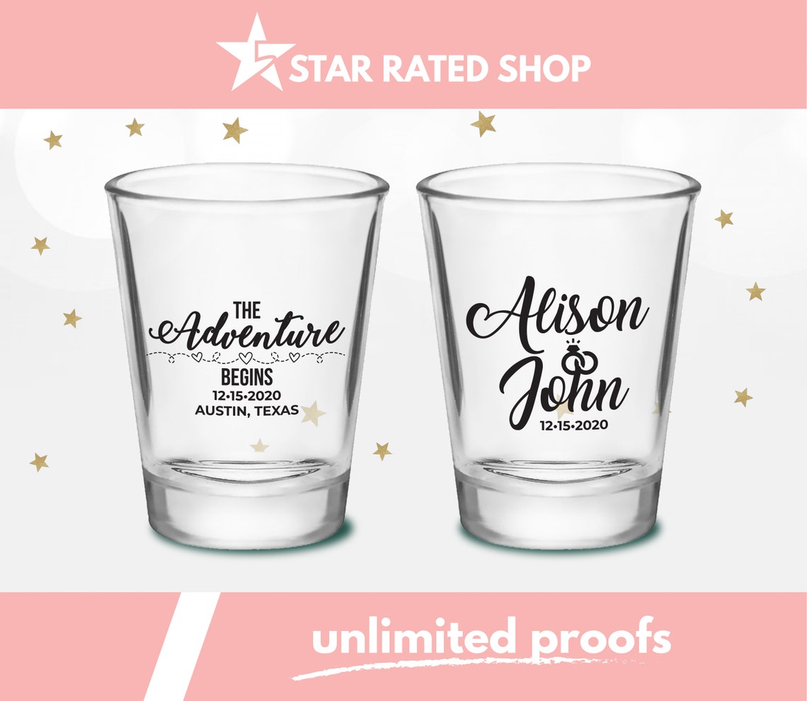 Personalized Wedding Shot Glass, Wedding Shot Glasses, Destination ...
