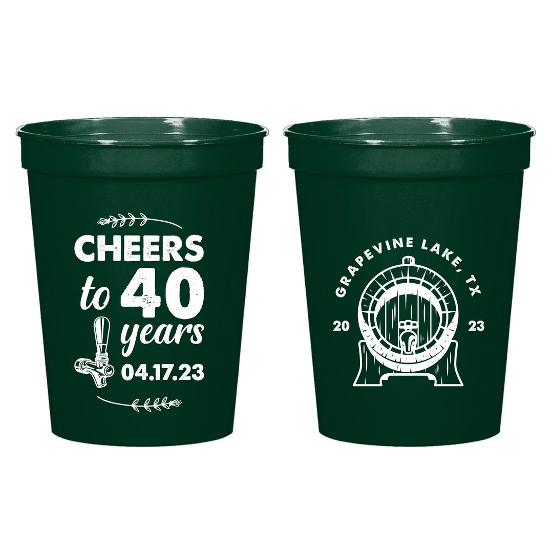 40th Birthday Party Stadium Cup Favors, 40th Birthday Plastic Cups ...