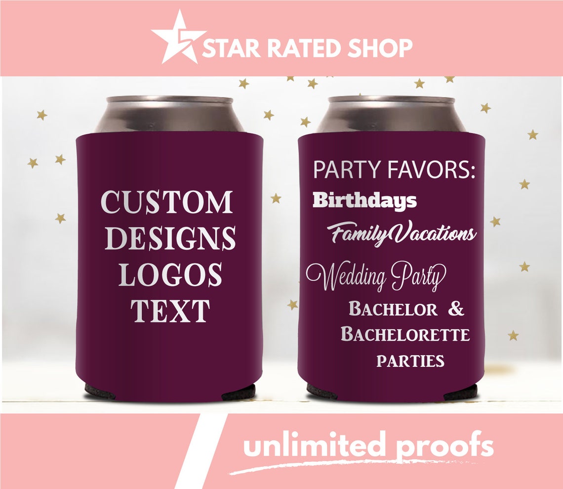 Custom Can Coolers Personalized Can Coolers Custom Party - Etsy