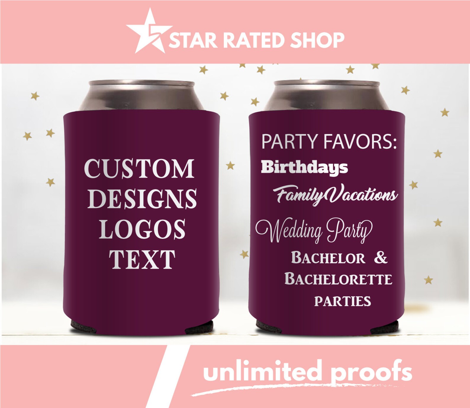 Custom Can Coolers Personalized Can Coolers Custom Party - Etsy