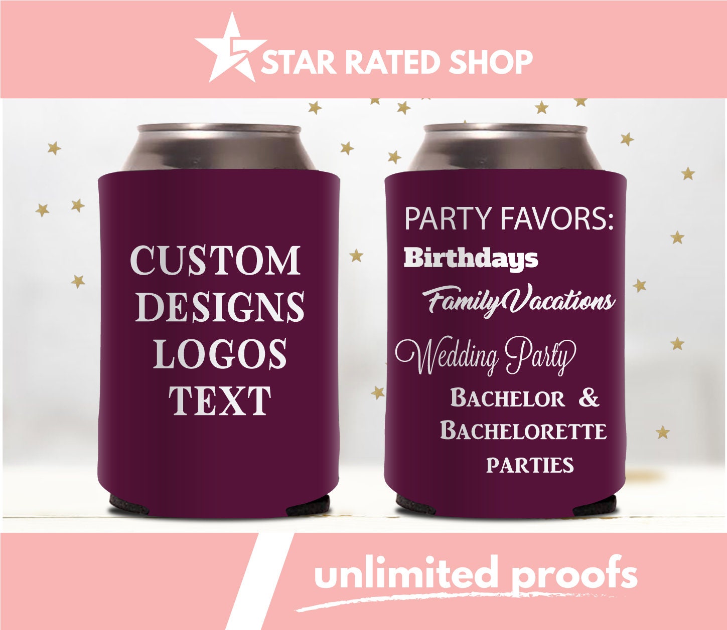 Custom Can Coolers Personalized Can Coolers Custom Party - Etsy