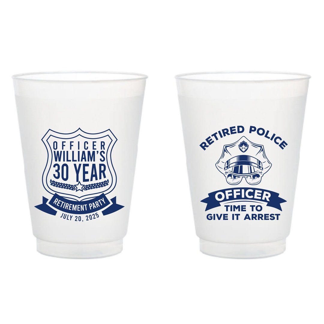 Retired Police Frosted Cups, Police Retirement Party Frosted Cups ...