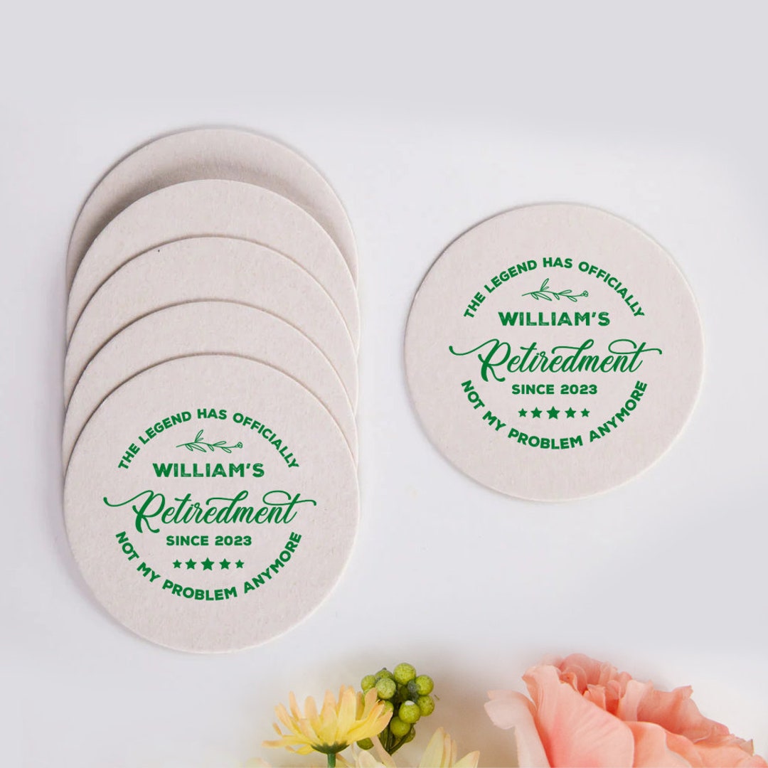 The Legend Has Retired Coasters, Personalized Retirement Party Coasters ...