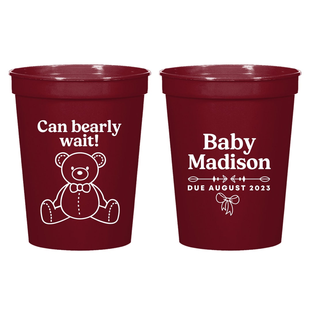 Personalized Baby Shower Plastic Cups, Custom Teddy Bear Baby Shower ...