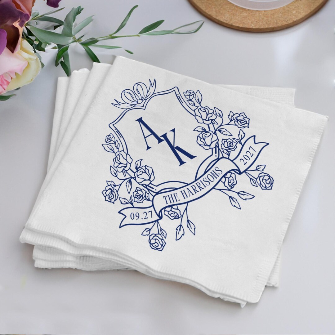 Personalized Wedding Paper Napkins, Personalized Paper Napkin Favors ...