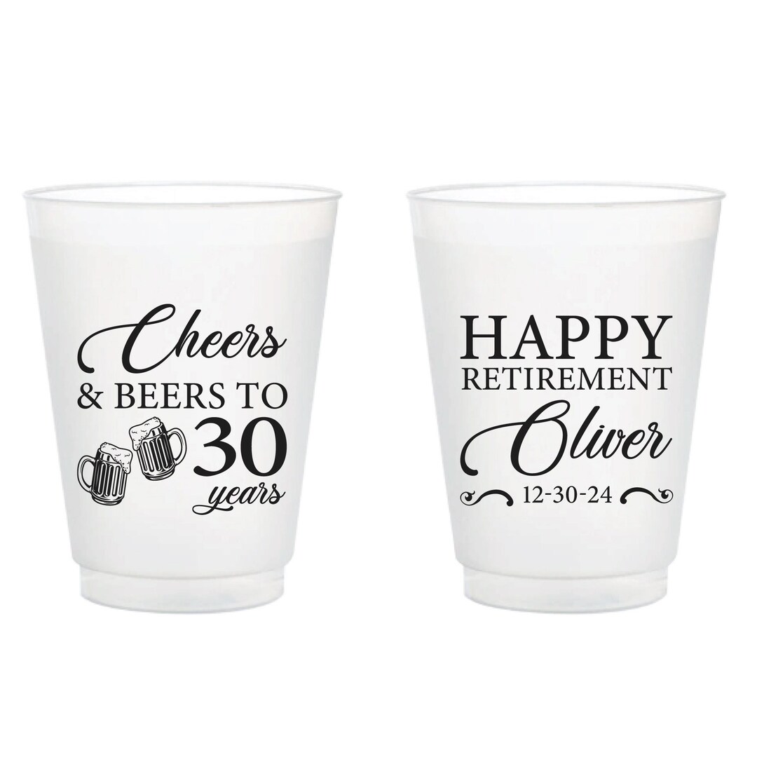 Retirement Party Frosted Cups, Personalized Retirement Party Frosted ...