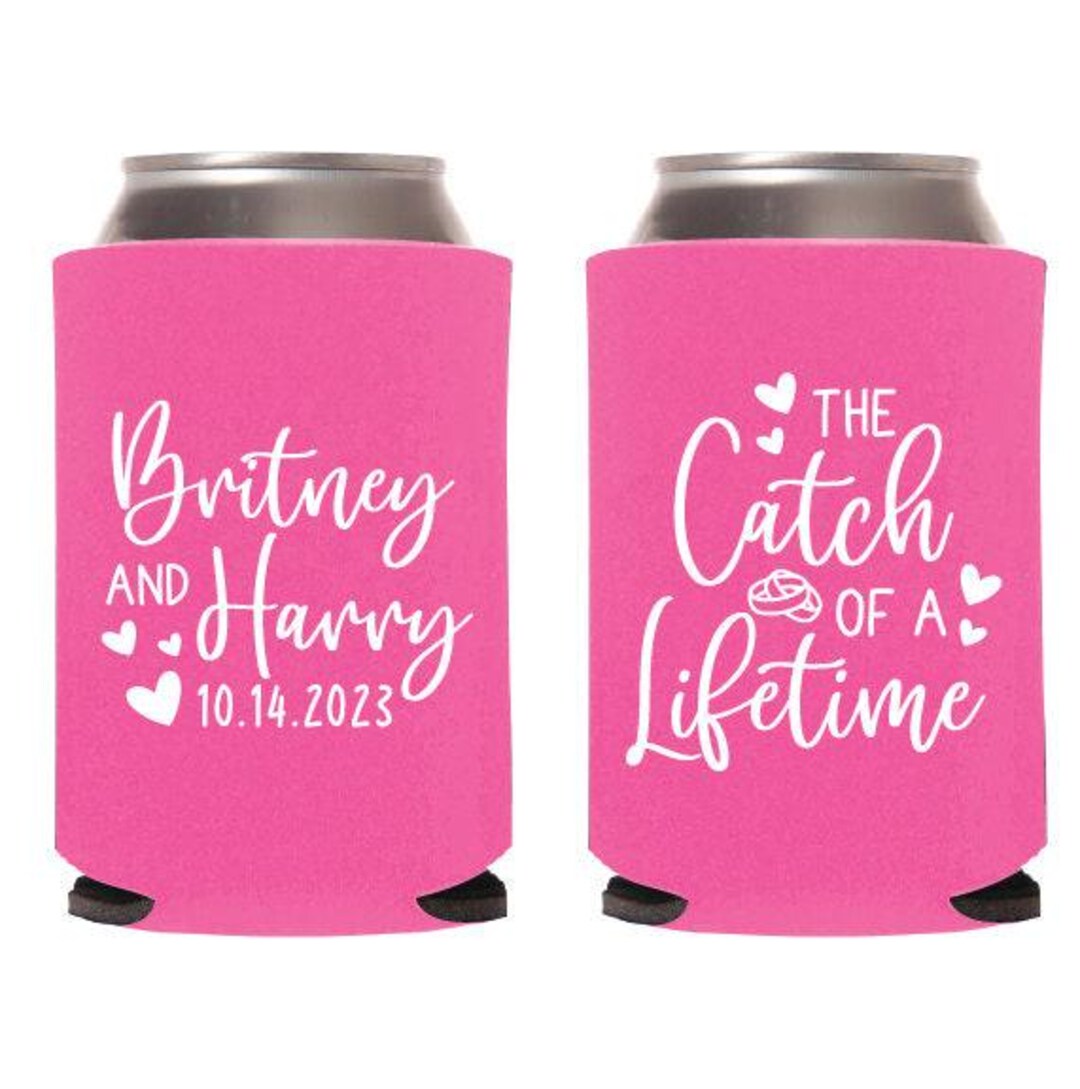 Wedding Beer Huggers, the Catch of a Lifetime Custom Can Coolers ...