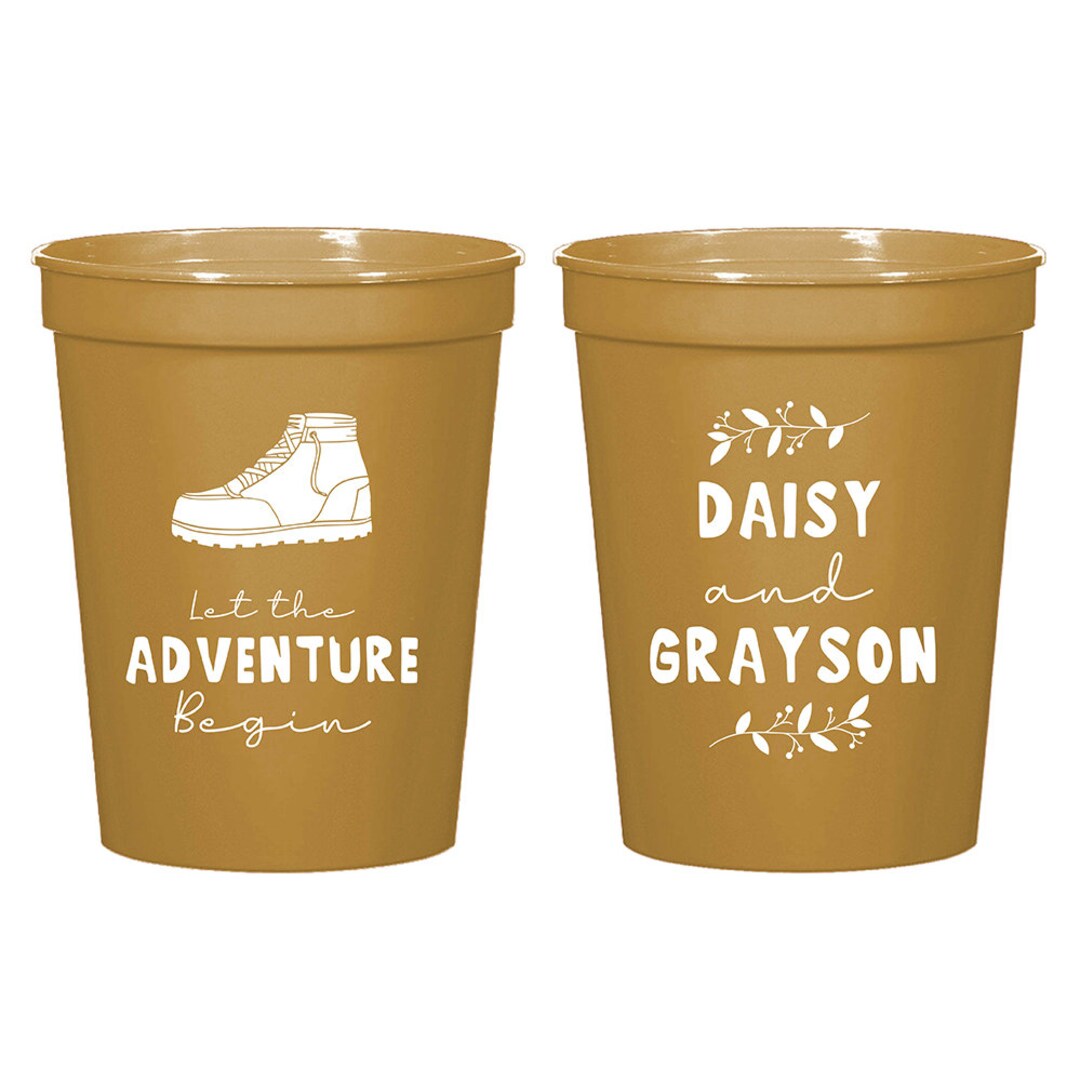 Let the Adventure Begin Stadium Cups, Personalized Stadium Cups Wedding ...