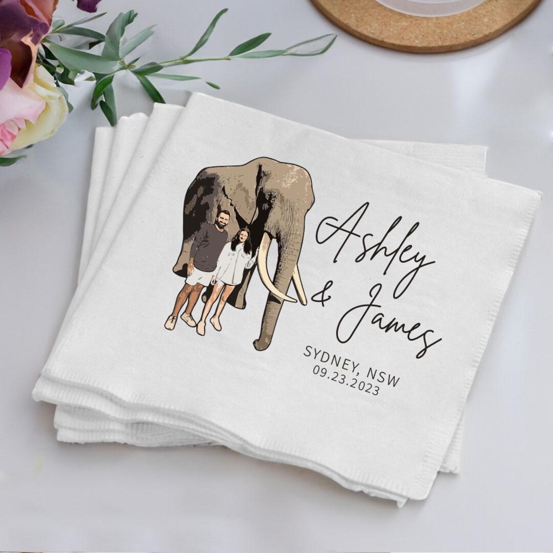 Custom Full Color Photo Wedding Paper Napkins, Personalized Full Color ...