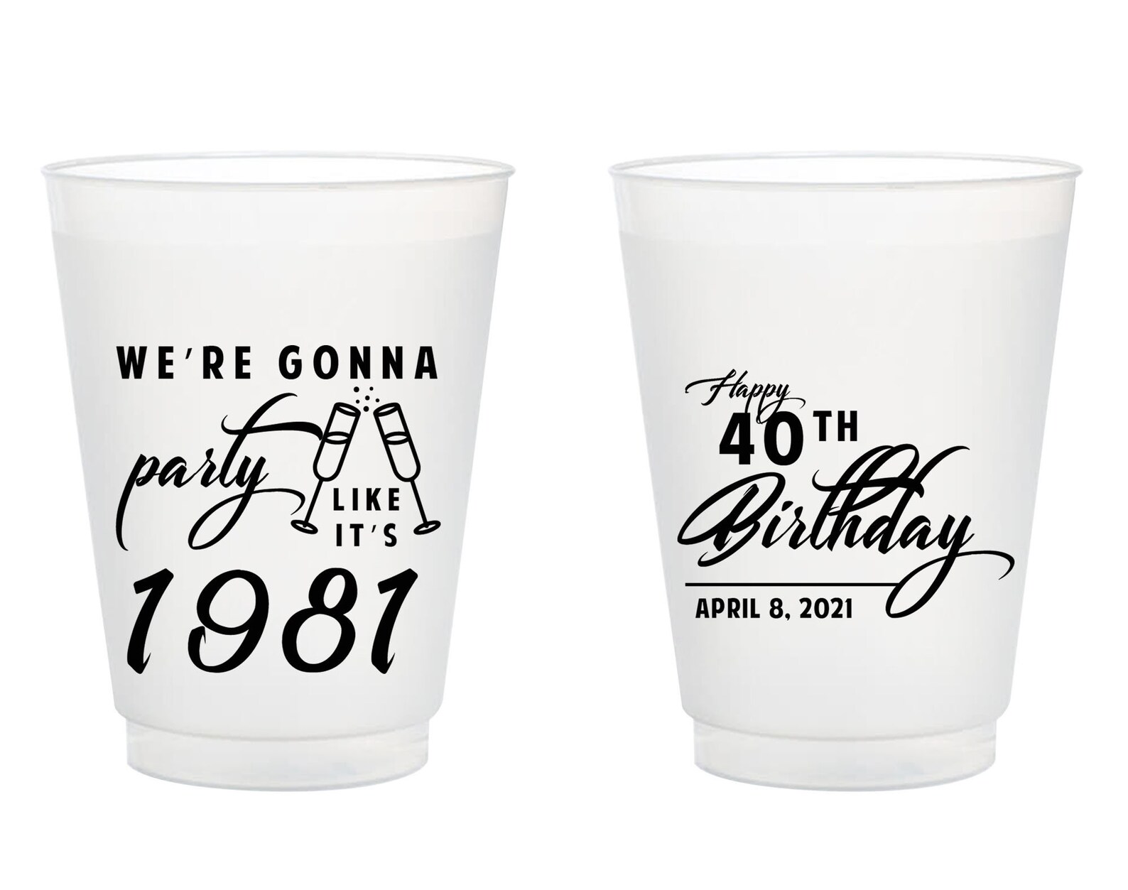 40th Birthday Frosted Cups Custom Frosted Cups for Birthdays - Etsy