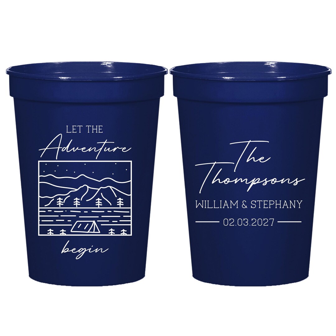 Let the Adventure Begin Stadium Cups, Wedding Stadium Cups, Wedding ...