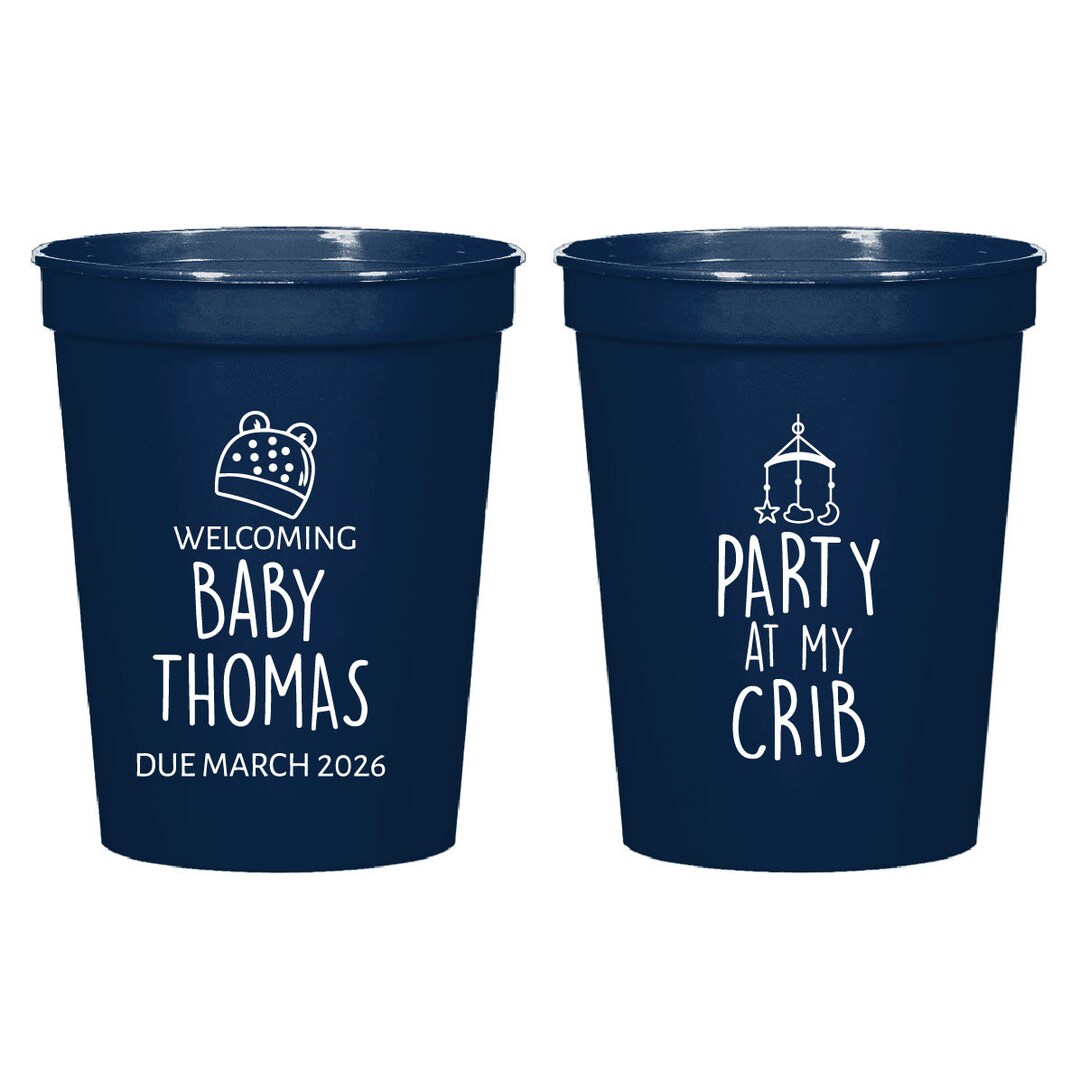 Baby Shower Stadium Cup Favors, Personalized Baby Shower Plastic Cups ...