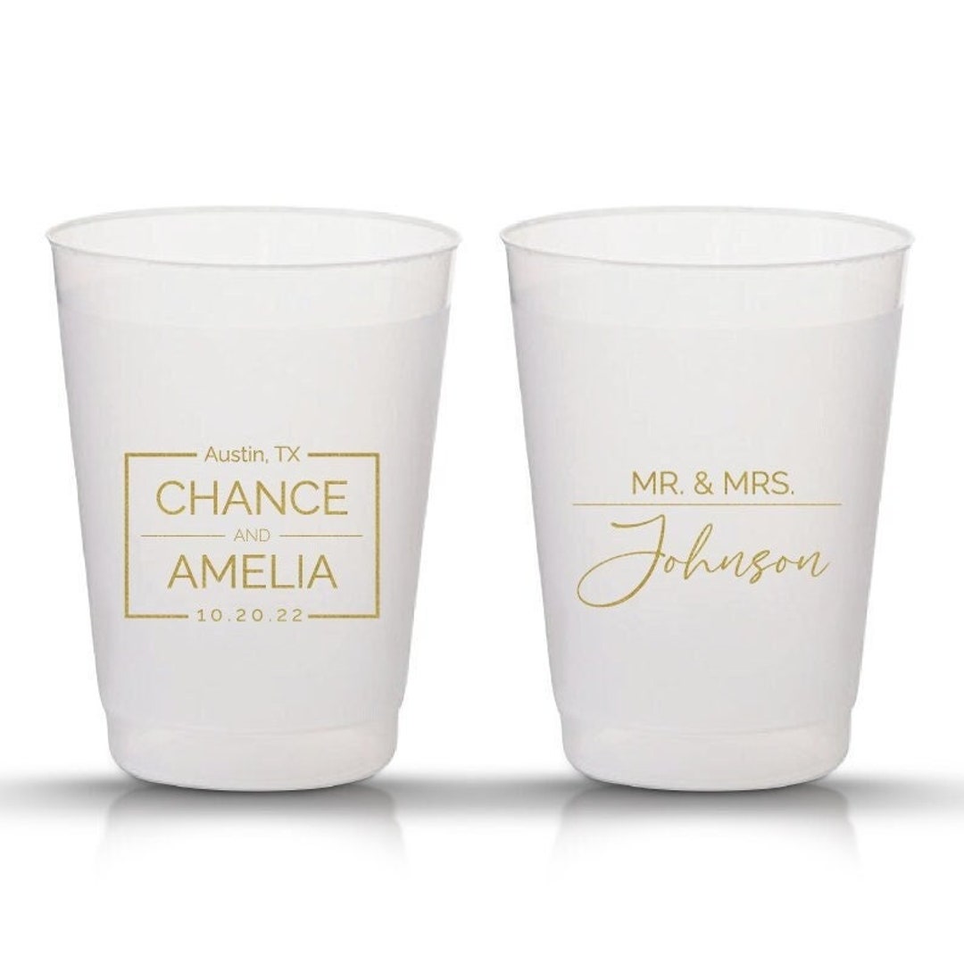 Custom Wedding Frosted Cups, Plastic Cup Wedding Favors, Personalized ...