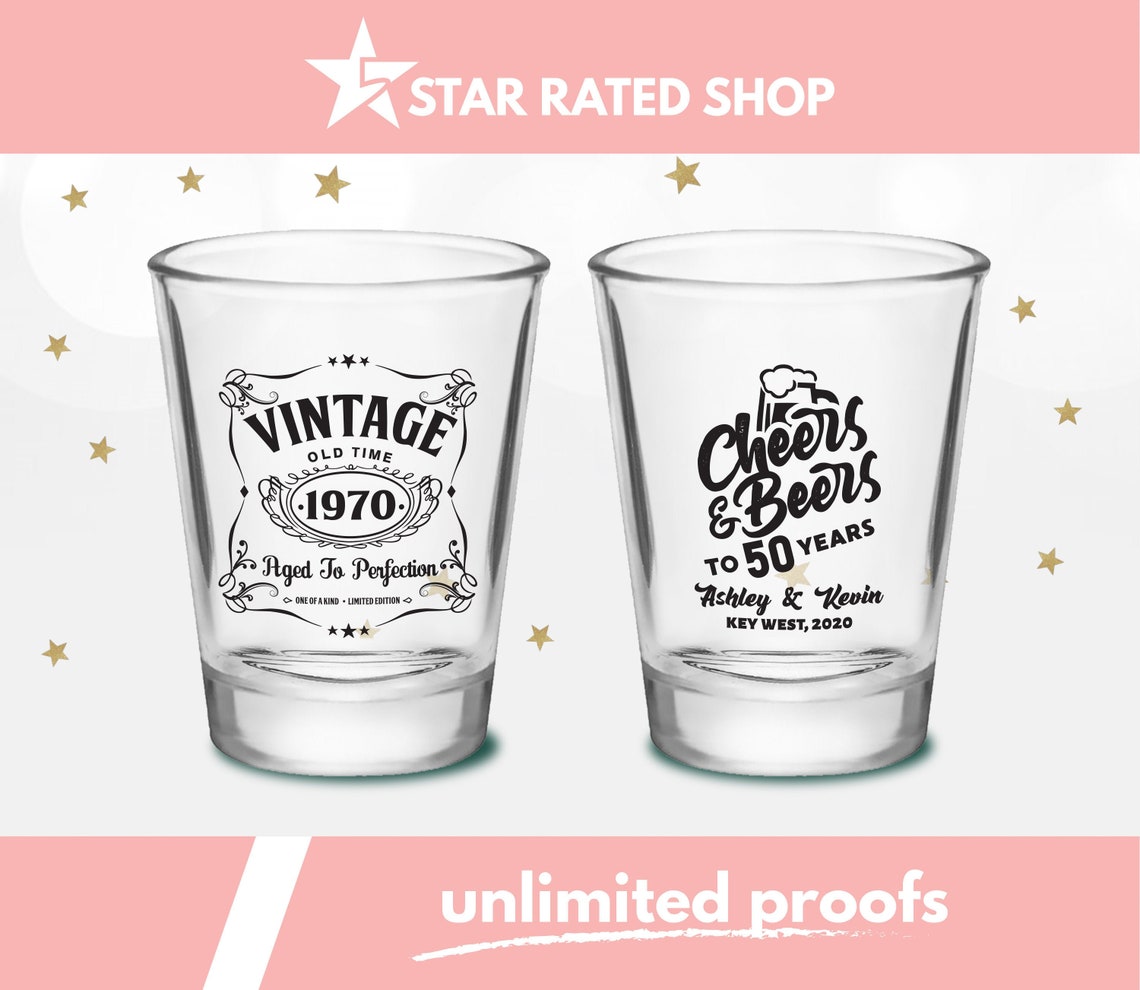 Cheers and Beers Shot Glasses Custom Party Favors Vintage | Etsy