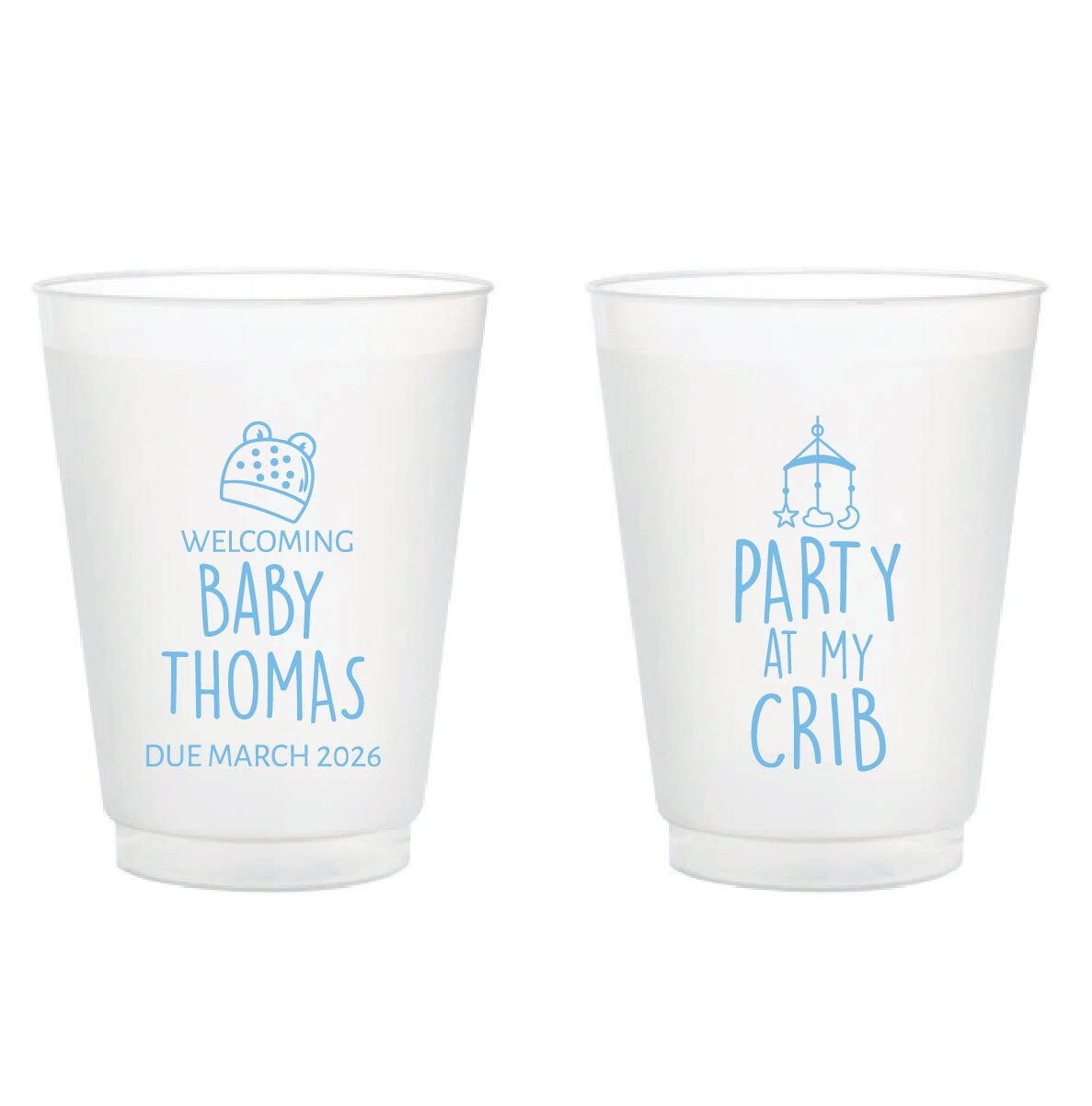 Baby Shower Frosted Cup Favors, Personalized Baby Shower Plastic Cups ...