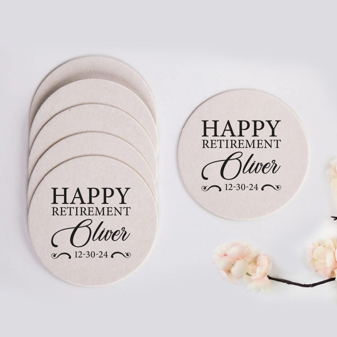 Happy Retirement Coasters, Personalized Retirement Party Custom ...