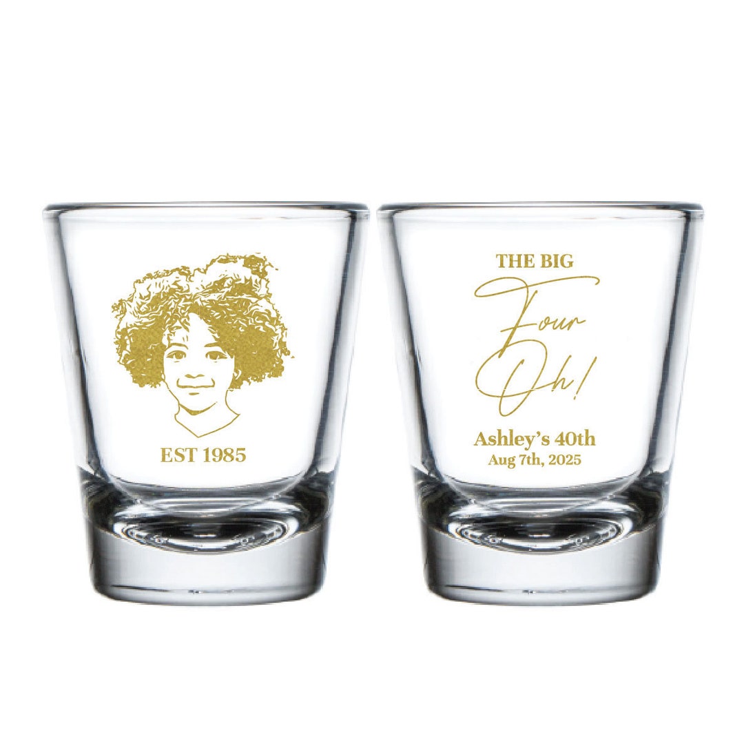 40th Birthday Shot Glasses, Custom 40th Birthday Shot Glass Favors ...